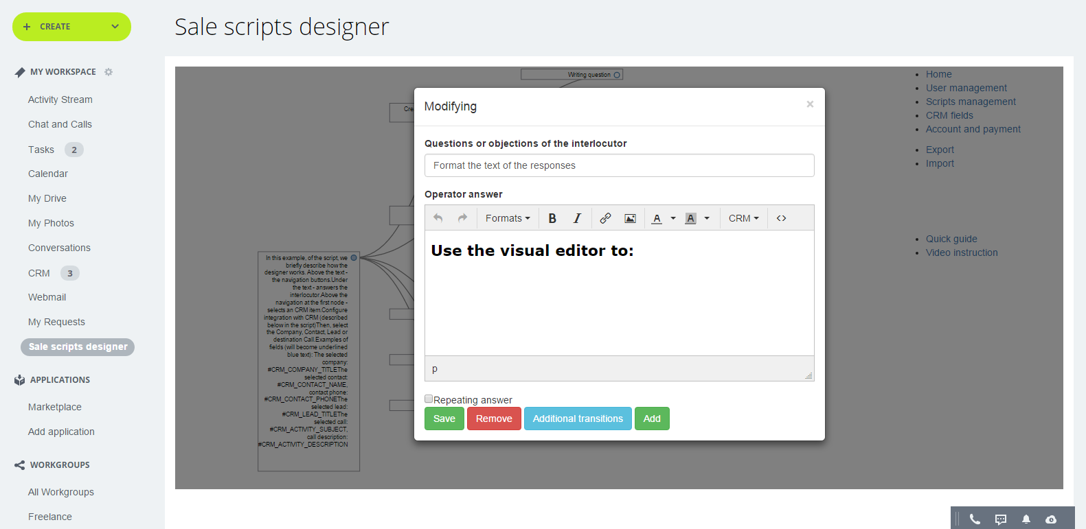 CallHelper - sales scripts designer by KIT MEDIA
